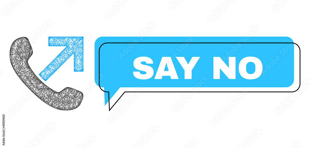 Speech Say No blue bubble frame and wire frame outgoing call. Frame and ...