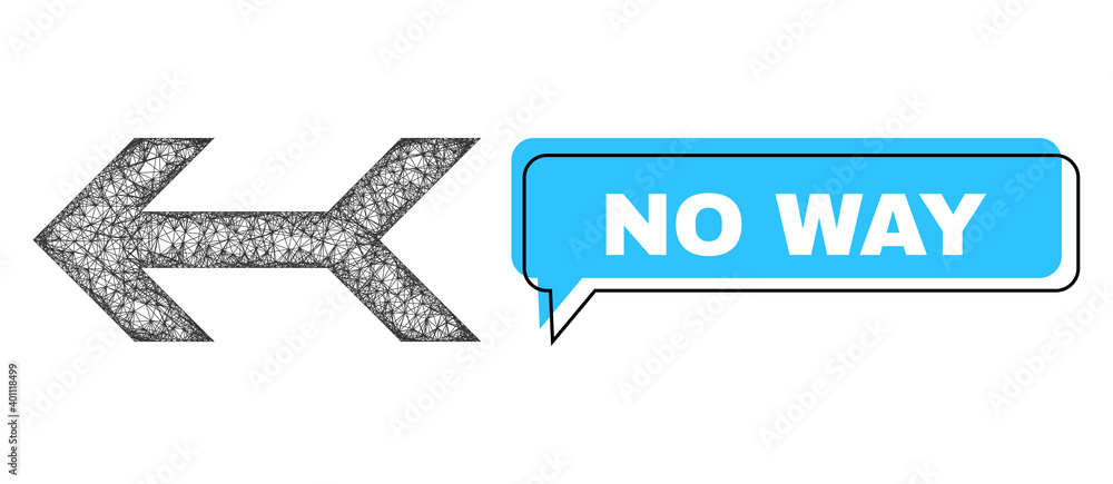Conversation No Way blue bubble message and wire frame arrow left ...