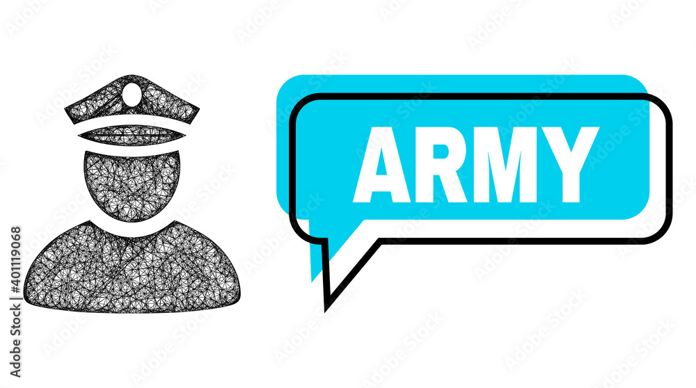 Speech Army blue bubble frame and wire frame police man. Frame and ...