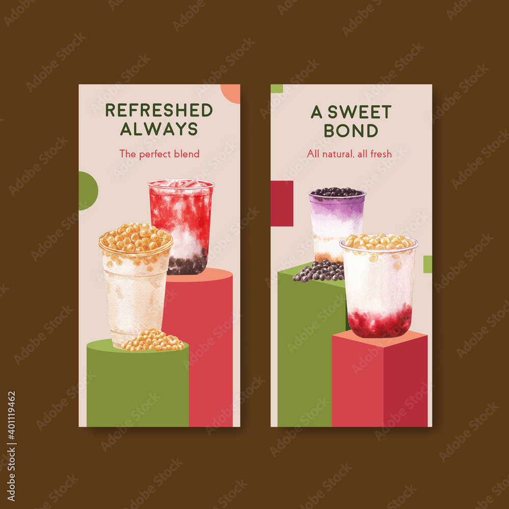 Flyer template with bubble milk tea concept design for brochure and ...
