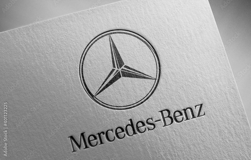 Mercedes benz icon paper texture logo 3d illustration Stock ...