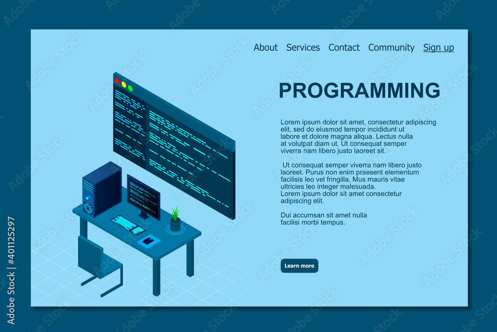 Programming or Software development web page template. Vector ...