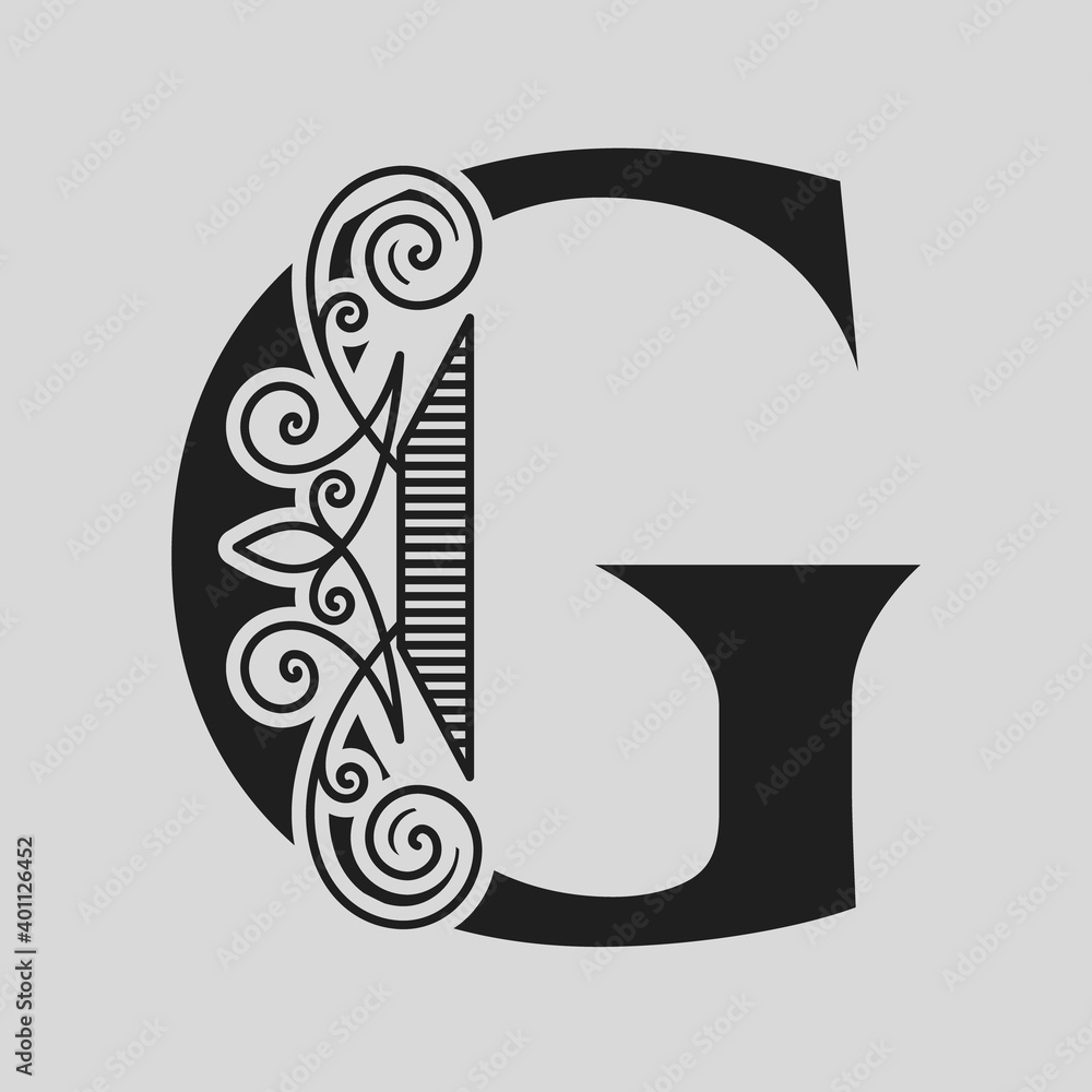 Elegant Capital letter G. Graceful style. Calligraphic Beautiful Logo ...