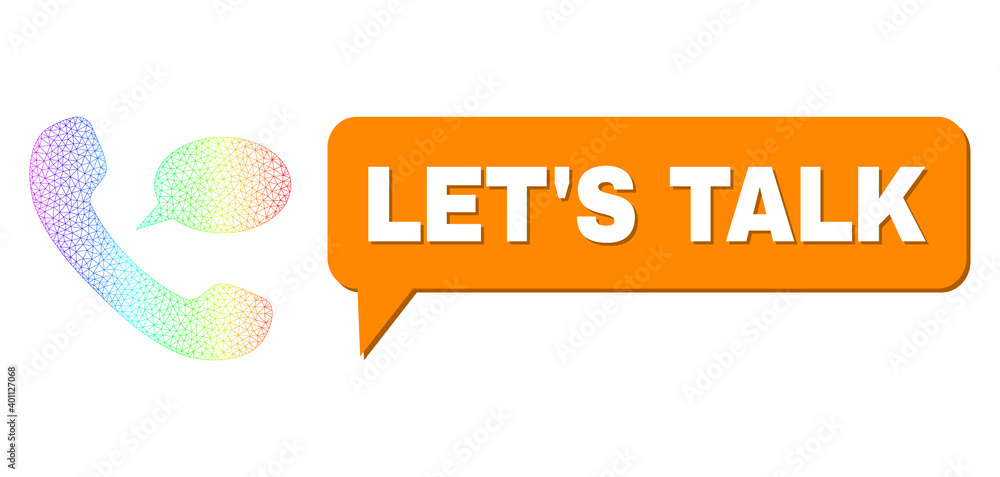 Let'S Talk and phone message vector. Rainbow colored mesh phone message ...