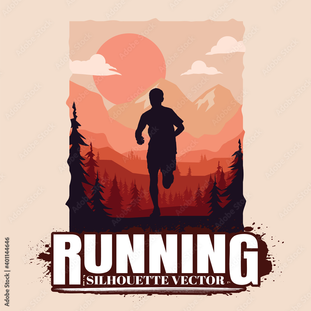 Running silhouettes. Vector illustration, Trail Running, Marathon ...