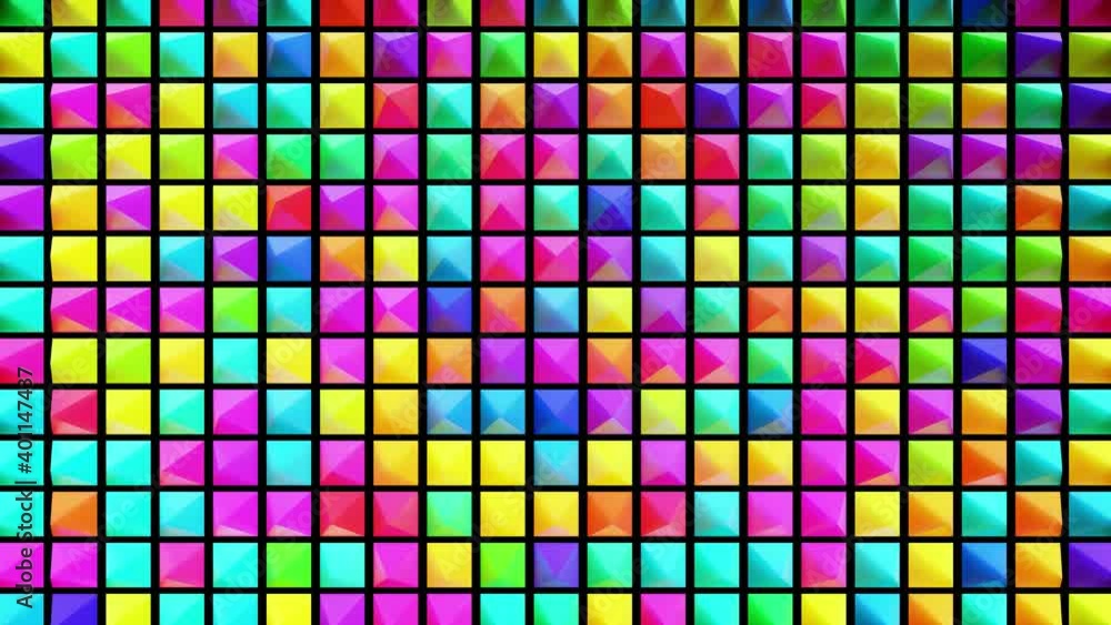 abstract festive background with multi-colored pyramids on a plane ...
