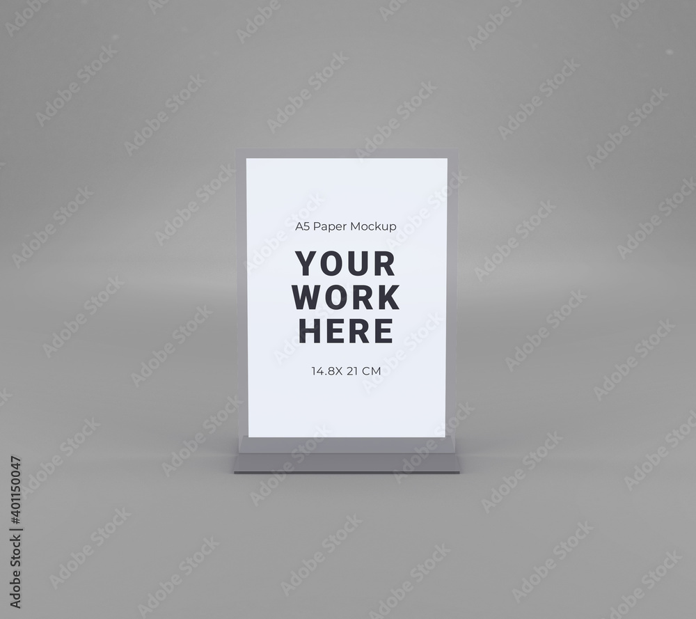 a5 table tent stands 3D rendering, mockup Premium. Stock Illustration ...