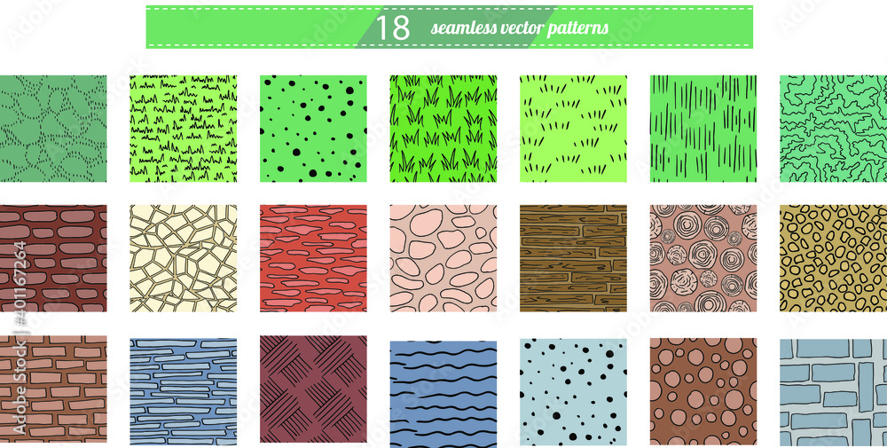 Seamless patterns with garden textures. Stock Vector | Adobe Stock