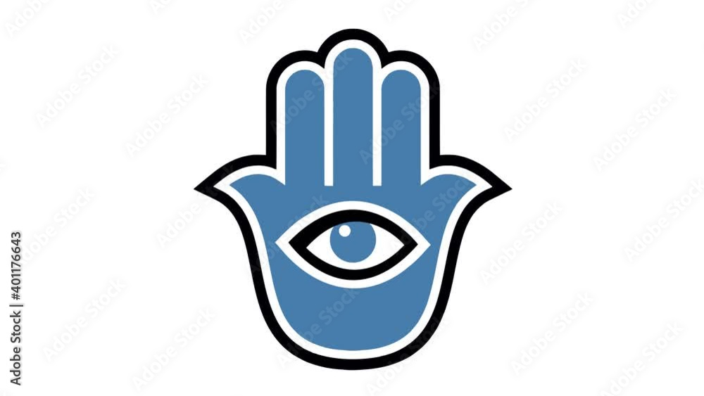 Hamsa hand symbol animation on a white background. Kappu semitic ...