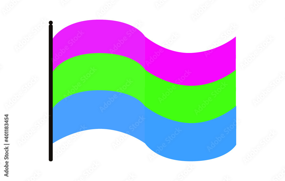 Vector Illustration Of Waving Polysexual Pride Flag On White Background