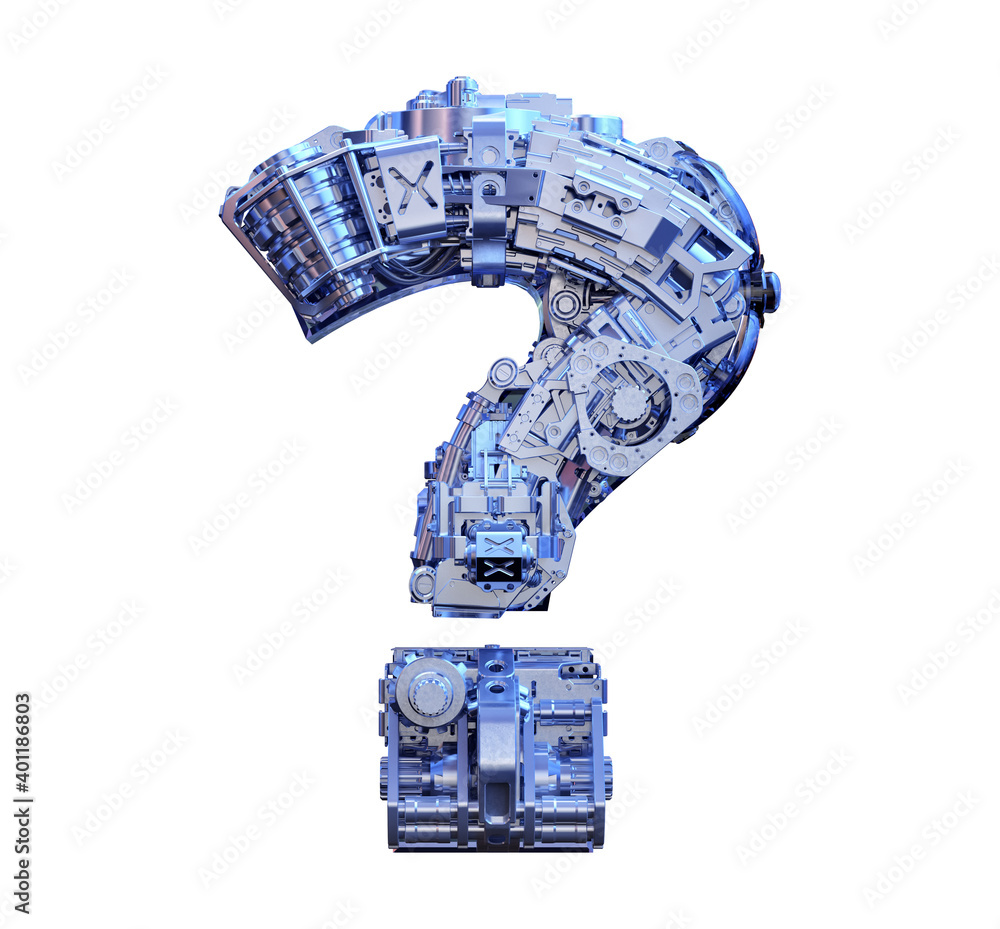 Question mark 3D logo. Cyber technology texture alphabet font. Techno ...
