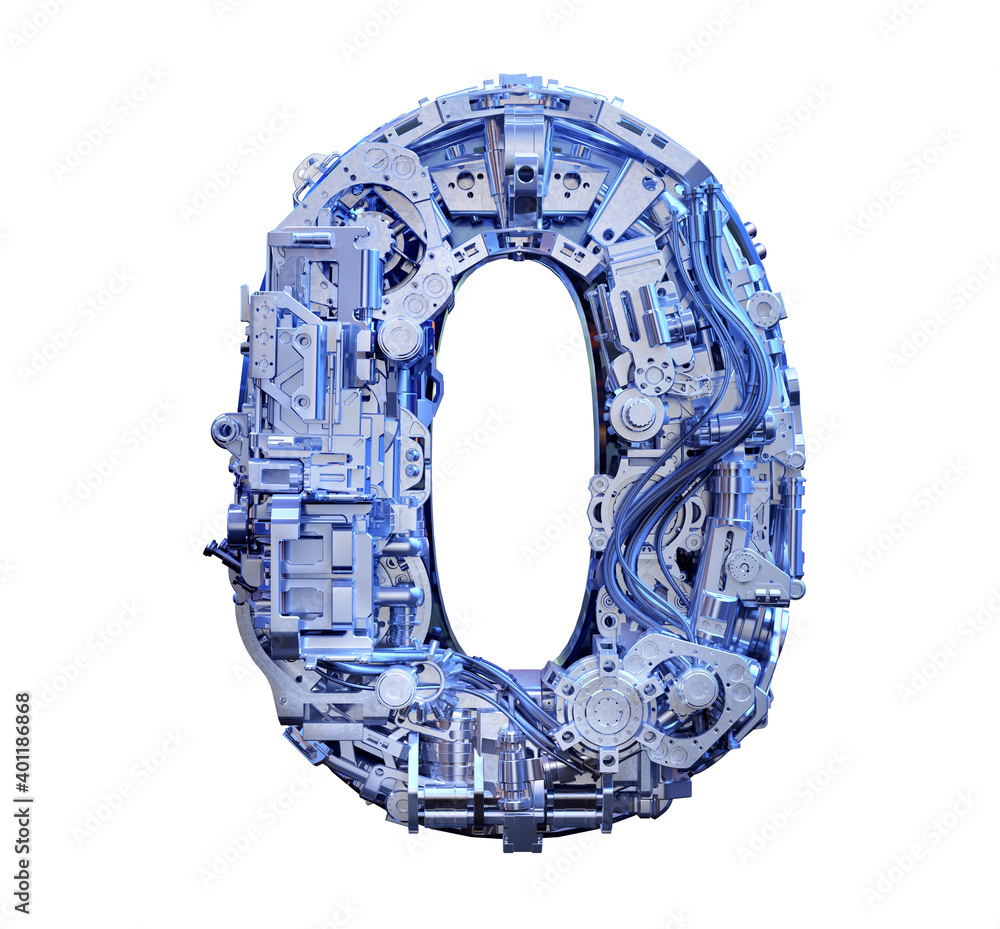 Number 0 3D logo. Cyber technology abstract texture alphabet font ...