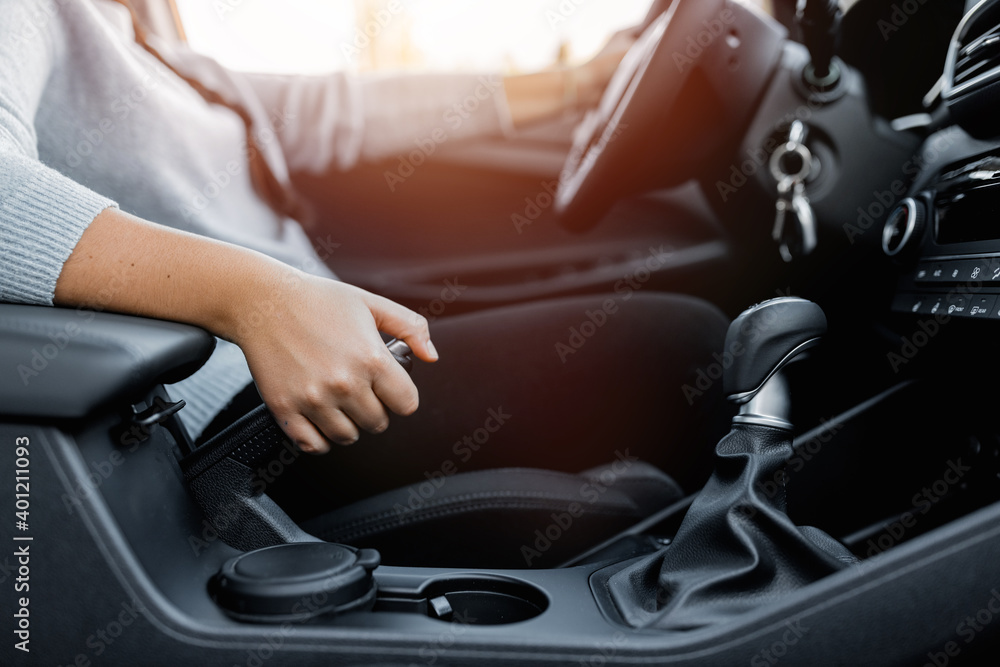 Driver and car concept. Cropped photo of no face female model. Stock ...