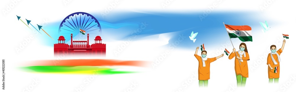 Vector Indian Patriotic concept banner with abstract tricolor ...