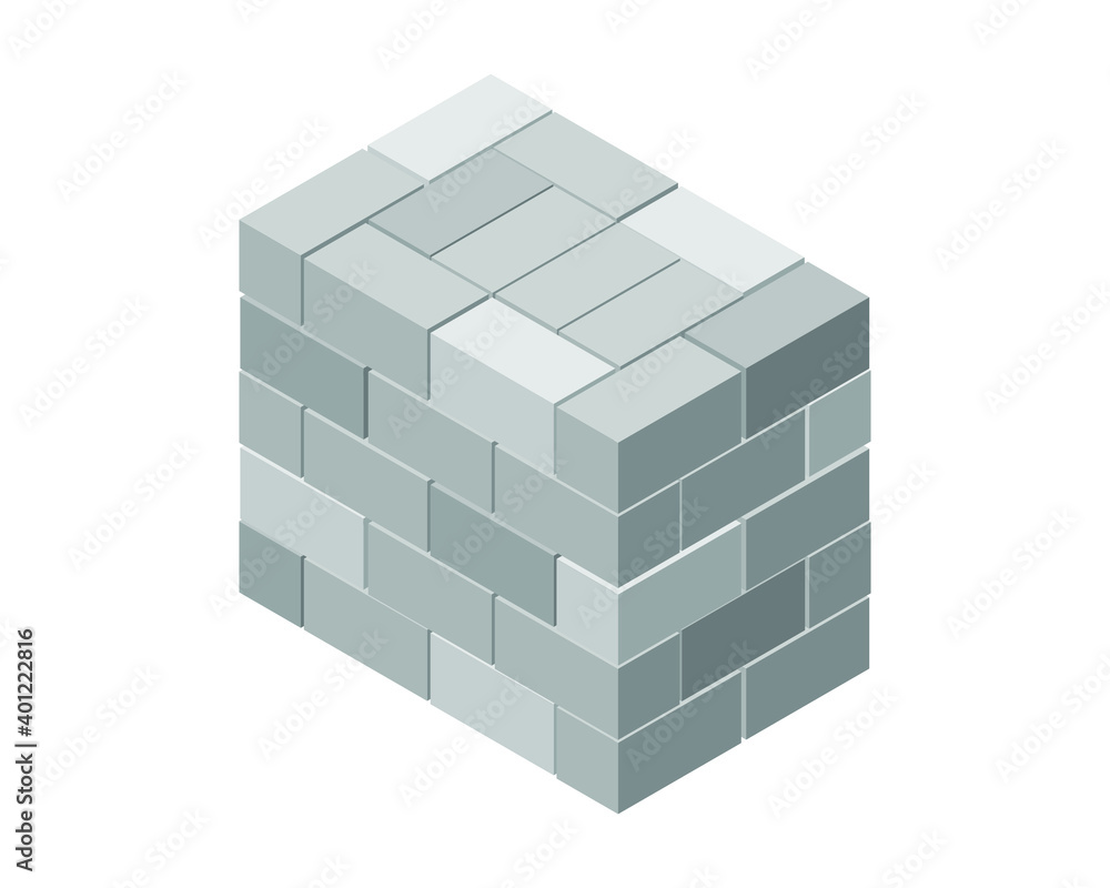 Vector illustration gray cement cinder blocks for building and ...