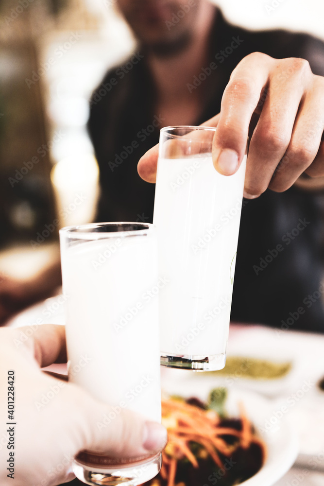 Turkish and Greek Traditional Dinning Table with Special Alcohol Drink ...