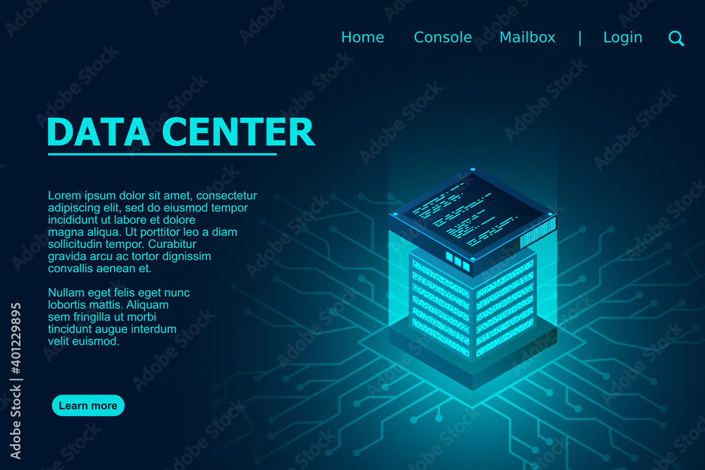 Datacenter isometric vector illustration. Data center room background ...