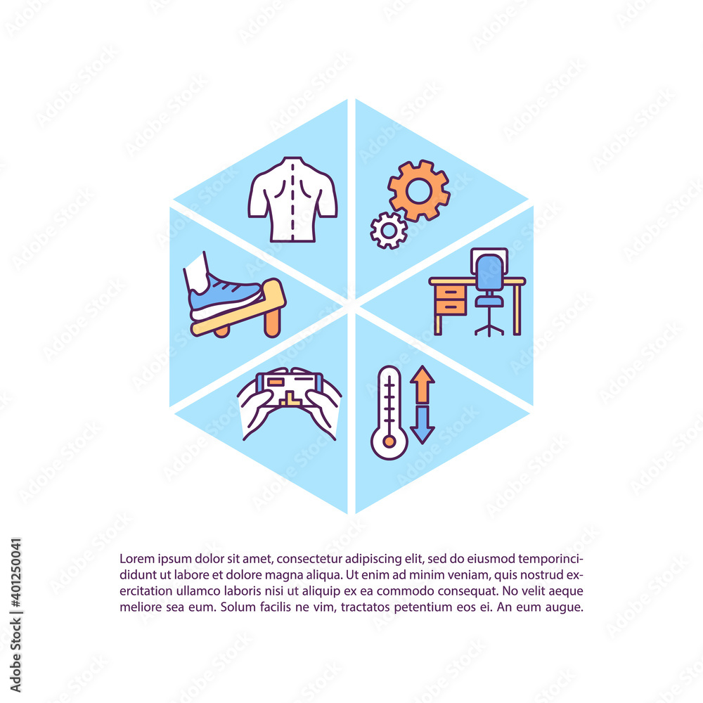 Ergonomics concept icon with text. Problems with health of employee ...