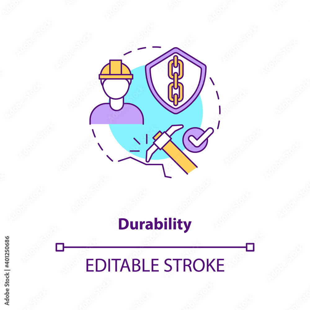 Durability concept icon. Concrete material. Resistance to weathering ...
