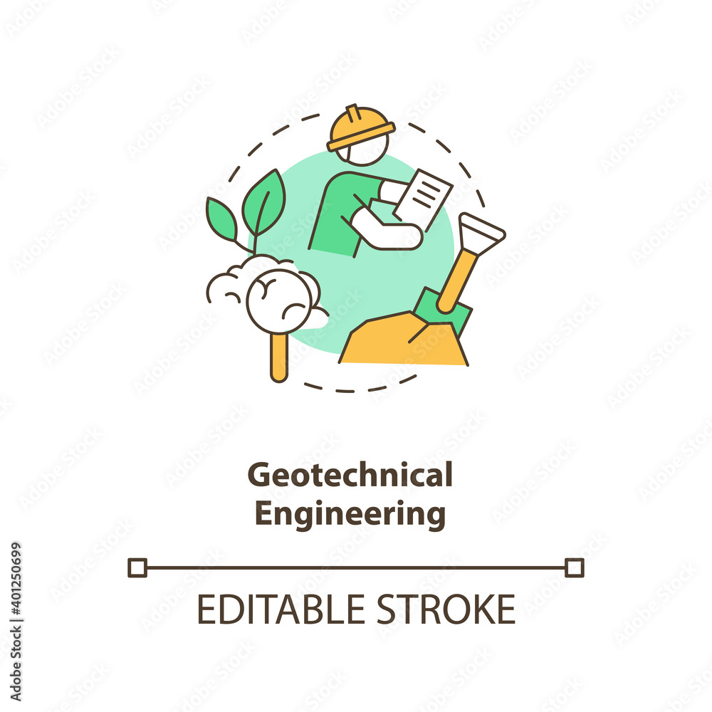 Geotechnical engineering concept icon. Construction site investigation ...
