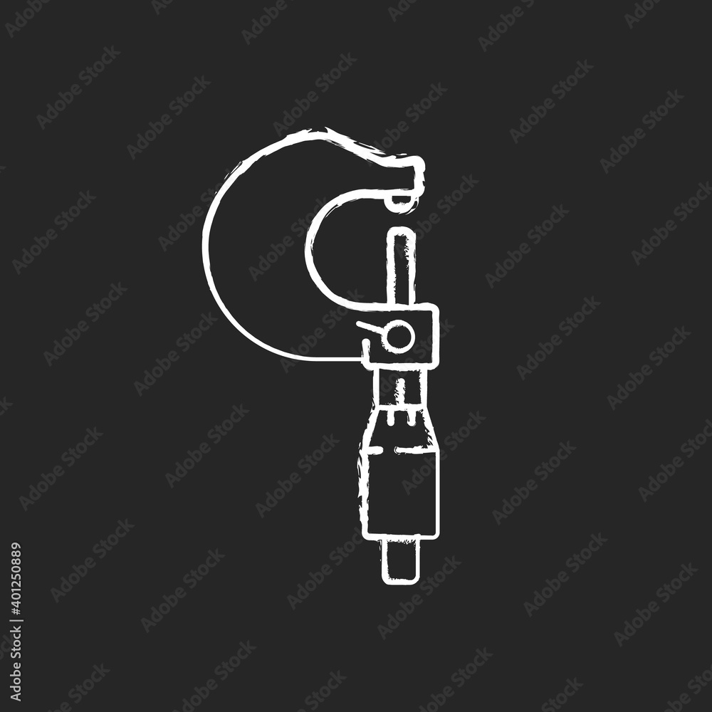Micrometer chalk white icon on black background. Accurate measurements ...
