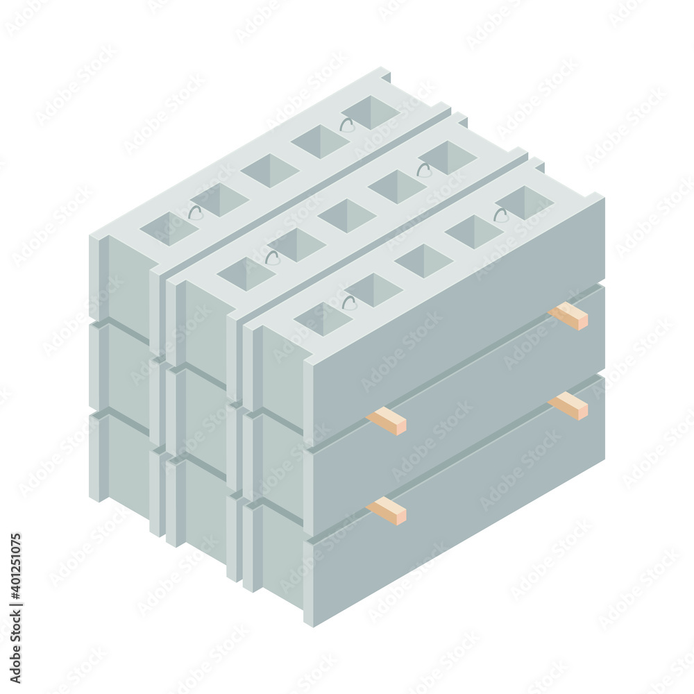 Vector illustration cement blocks isolated on a white background ...