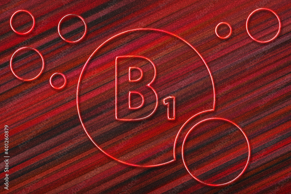Vitamin B1 health Symbol, vitamin Concept, Thiamine, cells change ...
