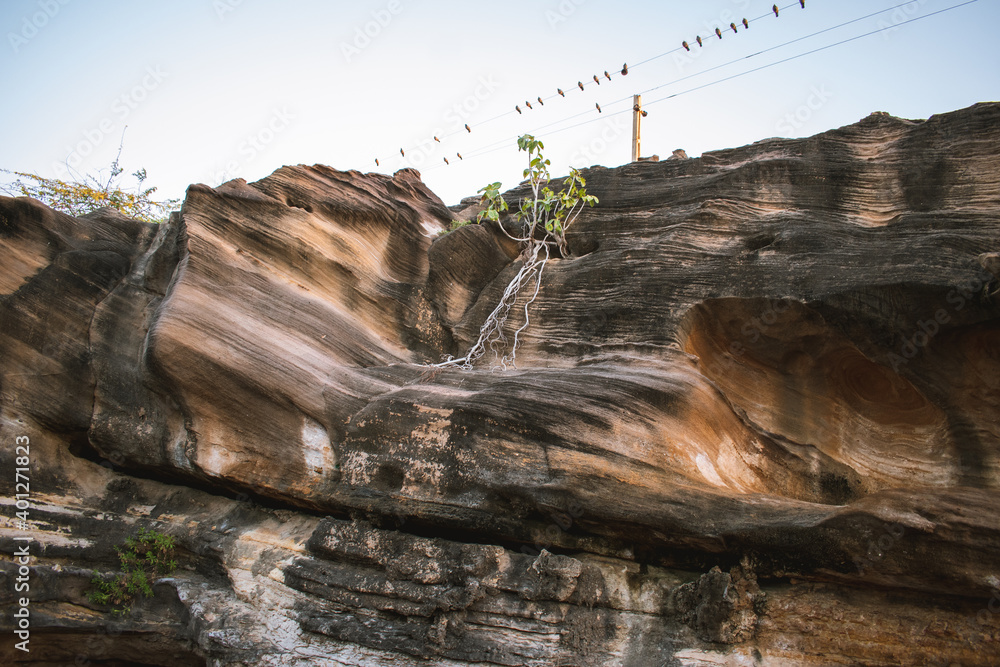 Khari river George canyon against clear blue sky at Kutch, Gujarat ...