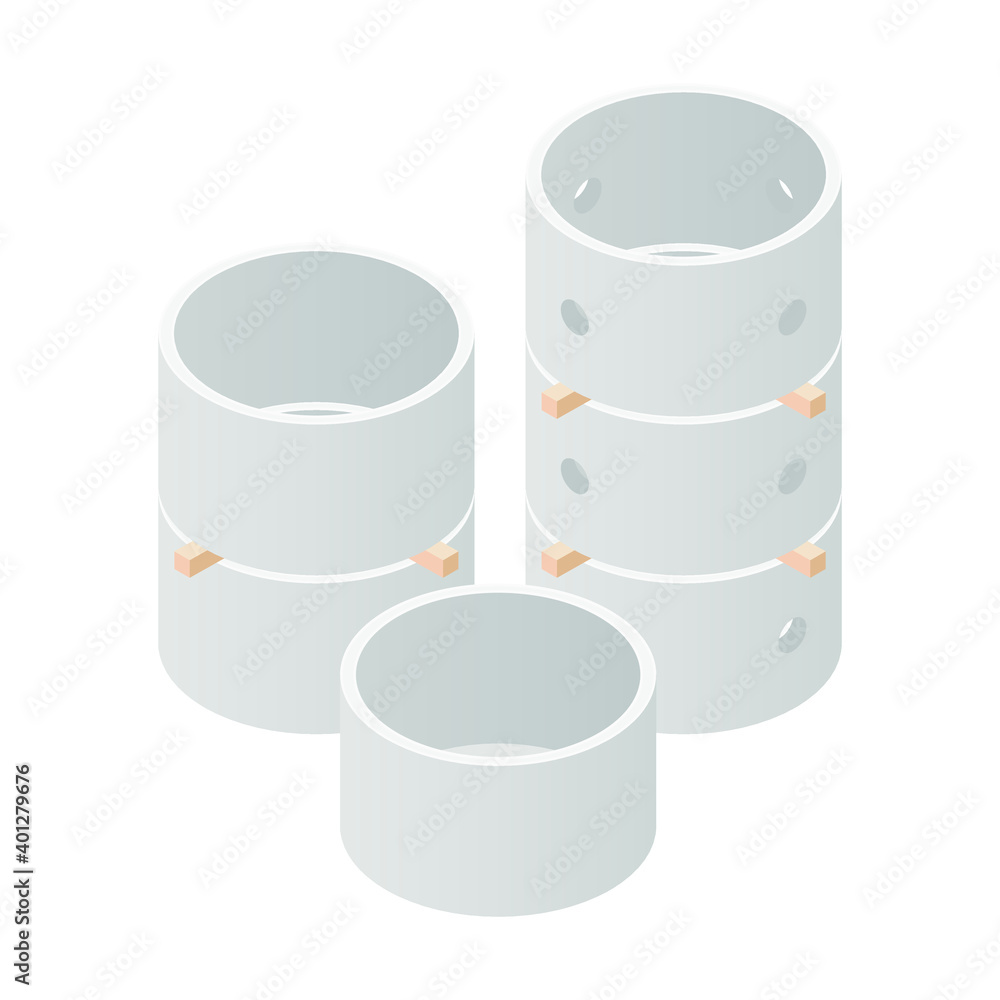 Vecteur Stock Stack of different types concrete ring isometric icon ... Vecteur Stock Stack of different types concrete ring isometric icon ...