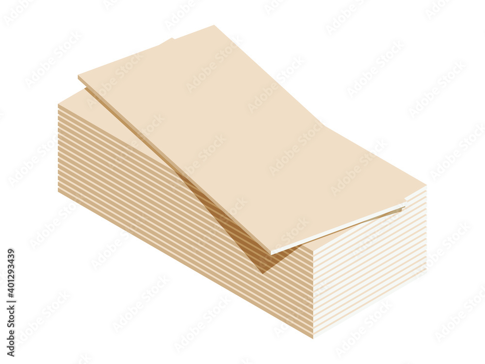 Isometric vector illustration of gypsum plasterboard isolated on white ...