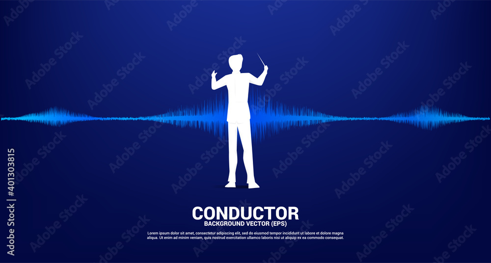 Vector silhouette of conductor with Sound wave Music Equalizer ...