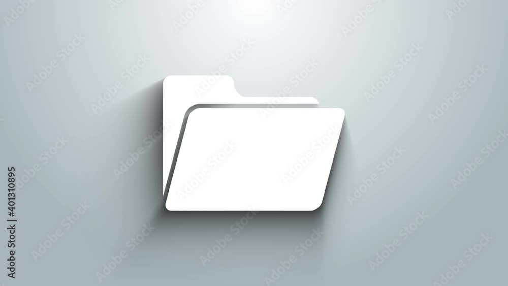 White Document folder icon isolated on grey background. Accounting ...