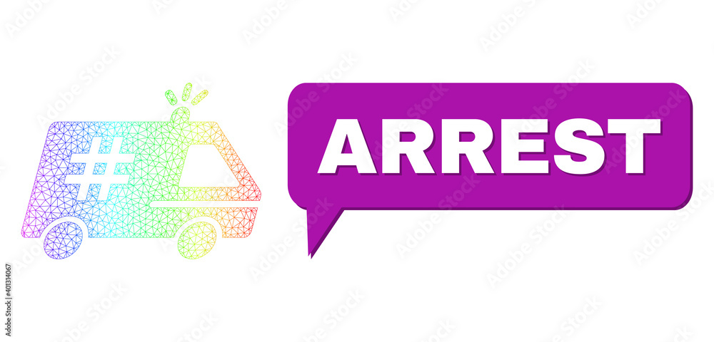 Arrest and jail police car vector. Spectral colored network jail police ...