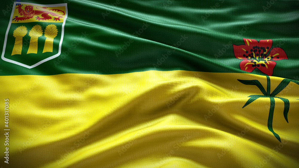 Saskatchewan Provinces and territories of Canada flag waving flag with ...