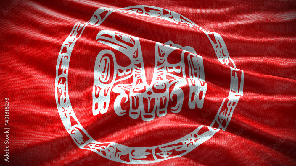 Haida Provinces and territories of Canada waving flag Close-up with ...