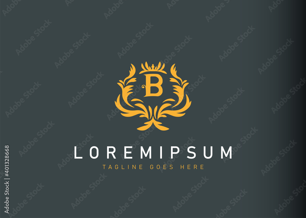 Heraldic initial letter B logo design. Vector illustration of elegant ...