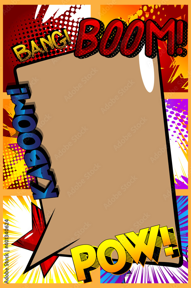 Vector illustrated retro comic pop art background with place for text ...