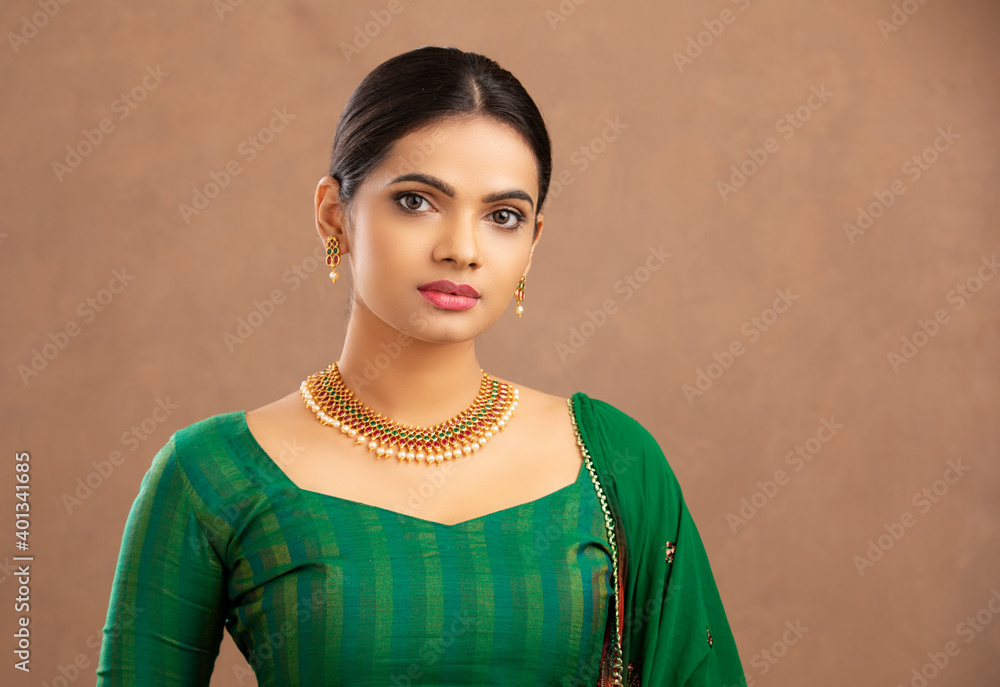 Pretty Indian young Muslim girl dress up for festival. Stock Photo ...