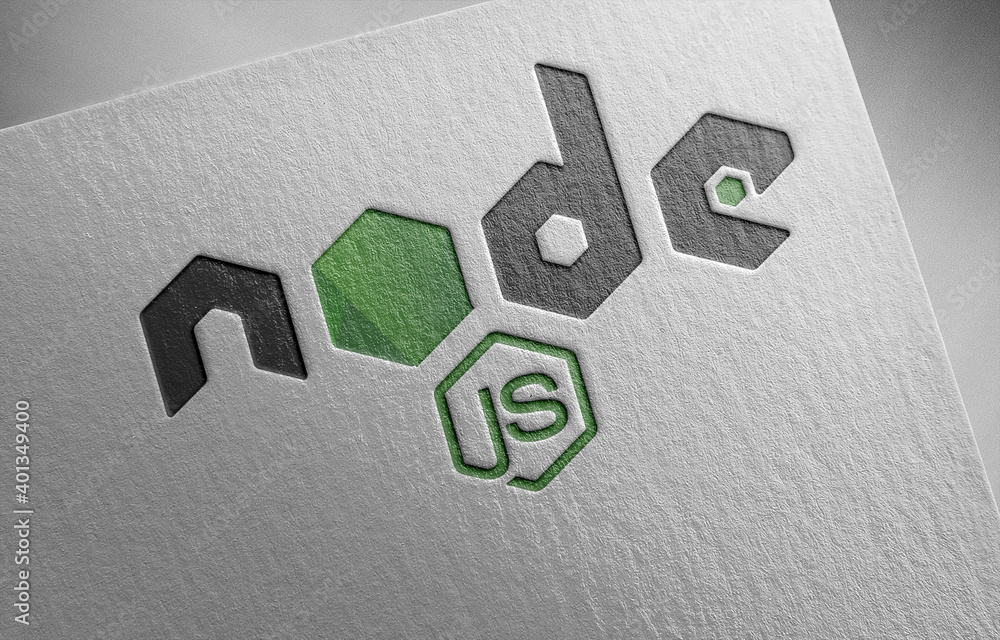 Nodejs icon paper texture logo 3d illustration Stock Photo | Adobe Stock