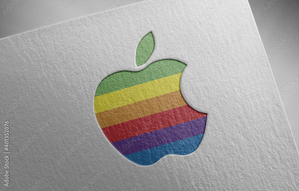 Apple logo icon paper texture macintosh Stock Photo | Adobe Stock