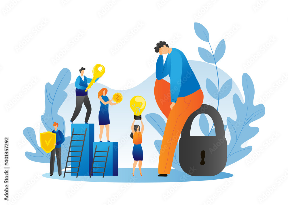 Business team solve problem concept, vector illustration. Man woman ...