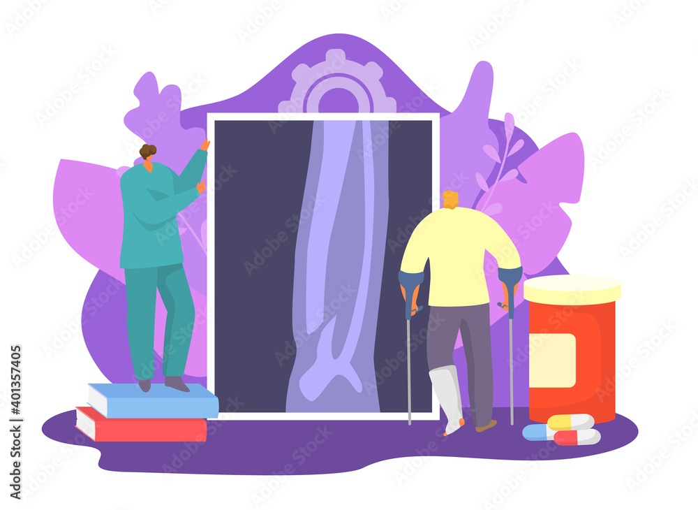 Accident injury, person patient with medical plester vector ...