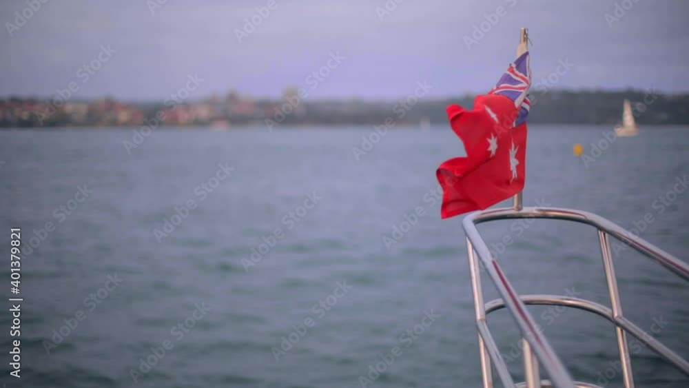 Australian flag at the front of a boat in the ocean Stock Video | Adobe ...