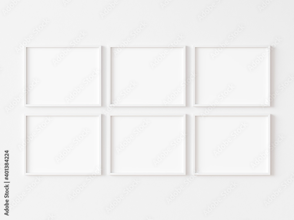 Six blank white rectangular exhibition backgrounds divided into two ...