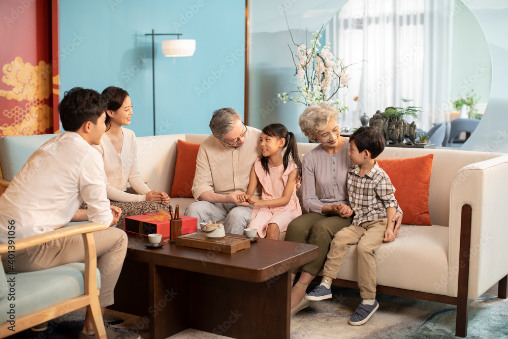 Happy Family In Living Room