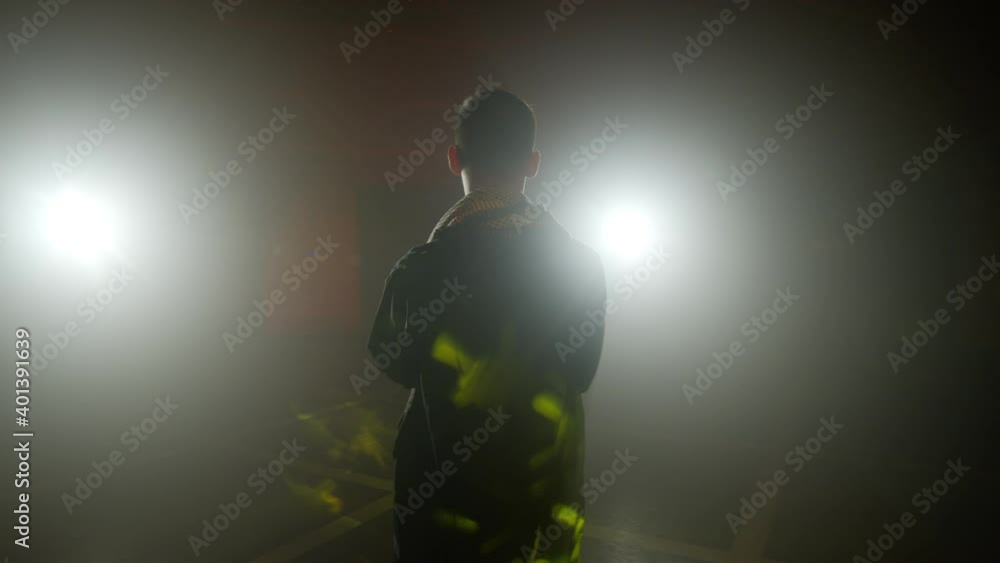 Live performance of emotional arabian saxophonist man with saxophone ...