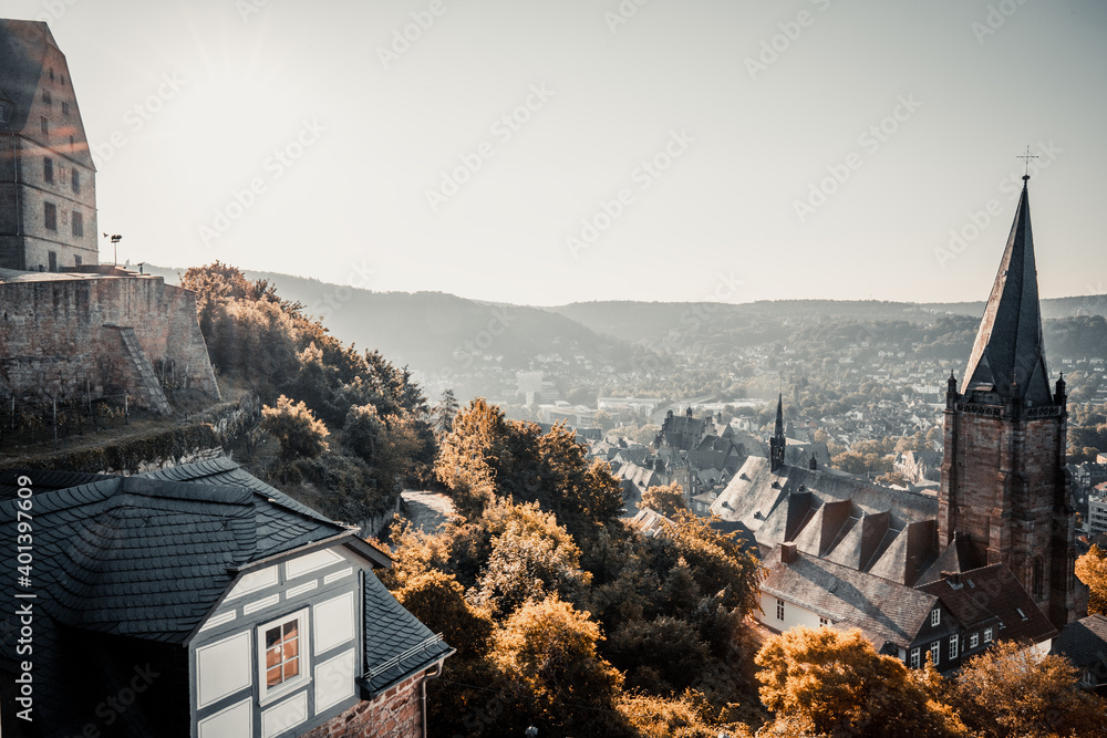 The beautiful university town of Marburg an der Lahn. Great historic ...