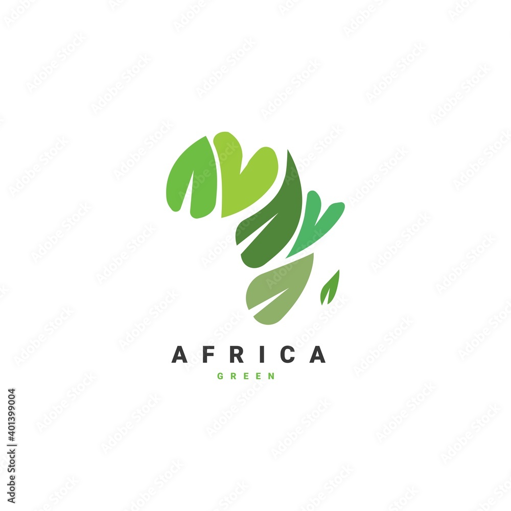 Africa map with leaf symbol logo design illustration vector template ...