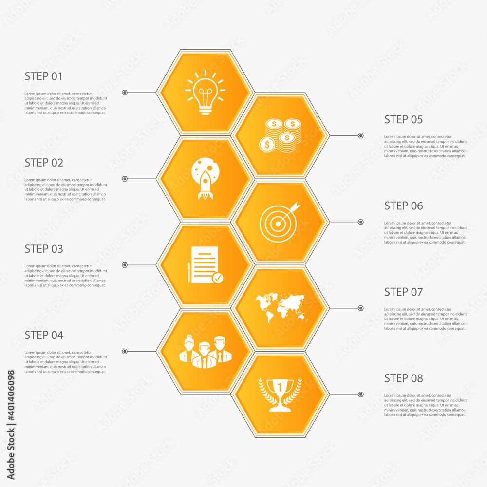 8 steps vertical infographic Stock Vector | Adobe Stock