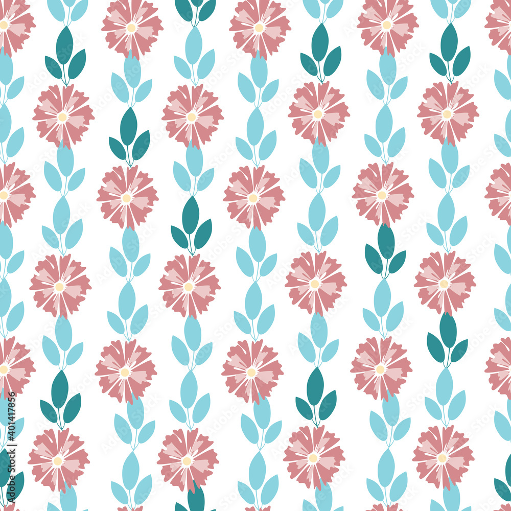 Leaves and daisy seamless pattern as texture, ornament, wallpaper for ...